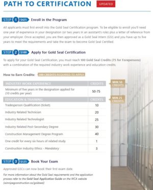 Gold Seal Certification | Winnipeg Construction Association